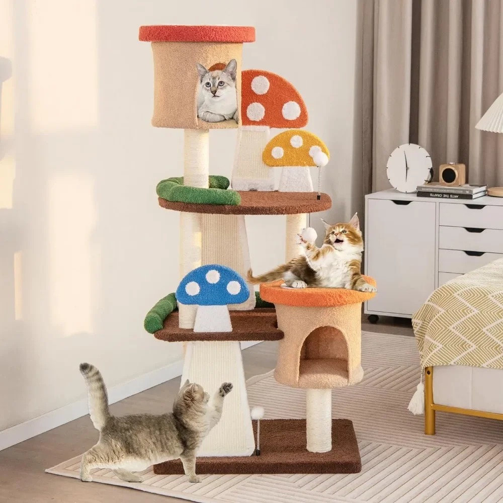 Multi-Story Mushroom Cat Tree with Sisal Posts